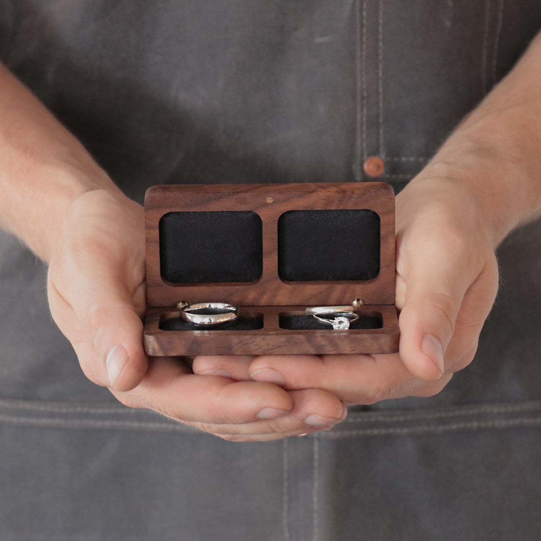 Handmade Wedding Ring Box - Walnut - Woodsbury